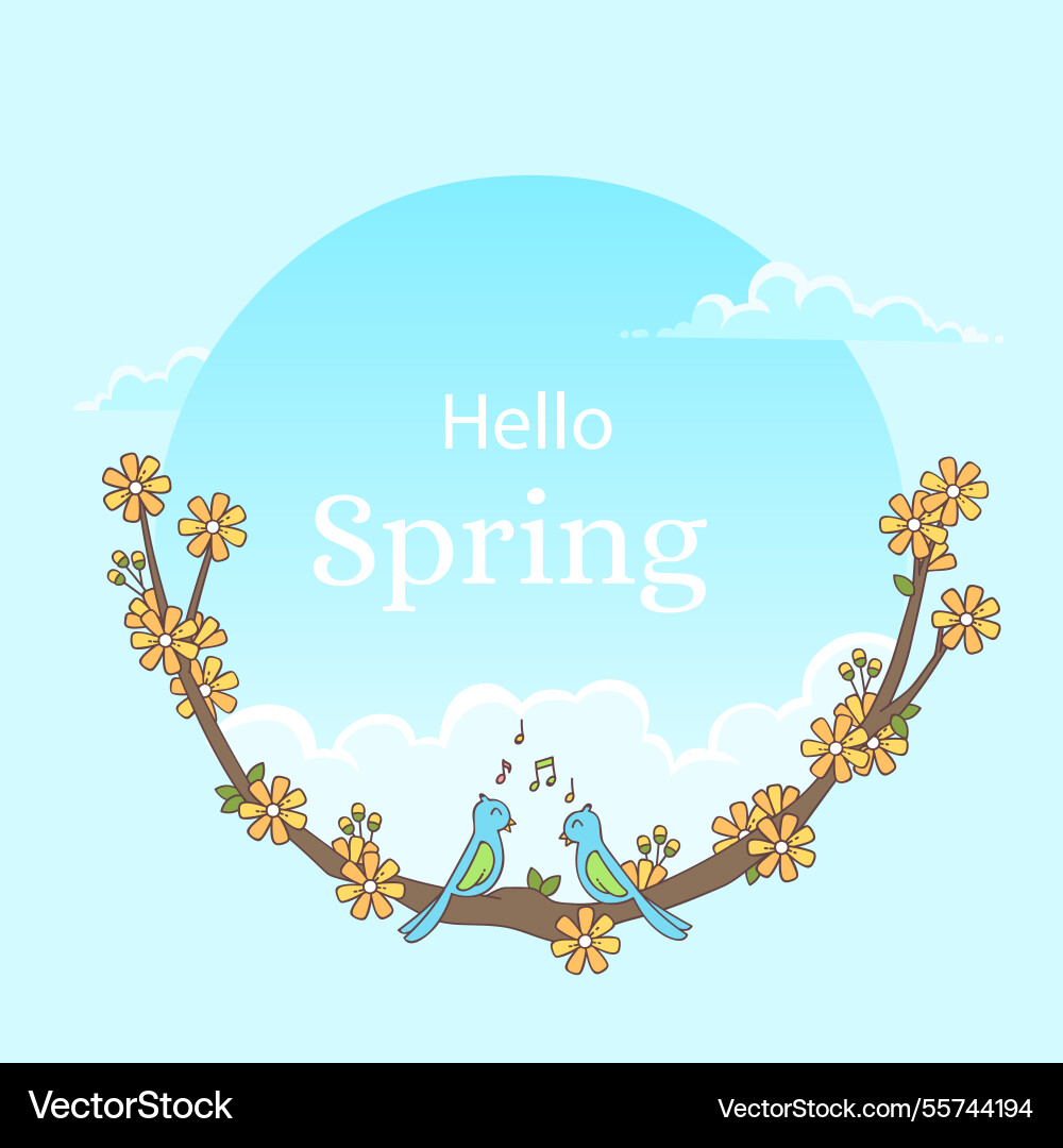Hello spring background Royalty Free Vector Image