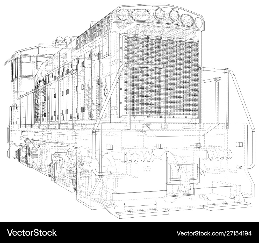 Locomotive wire-frame Royalty Free Vector Image