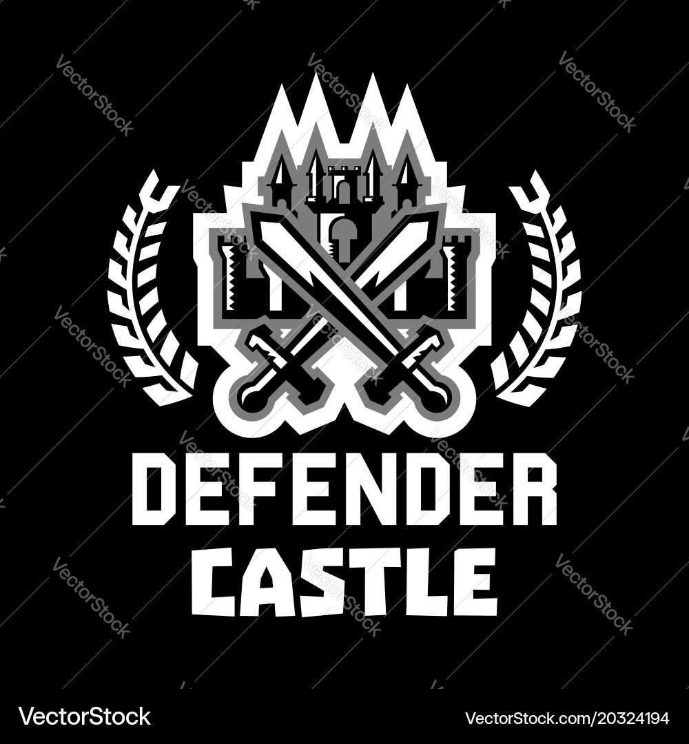 Logo defender castle fortress tower cross Vector Image