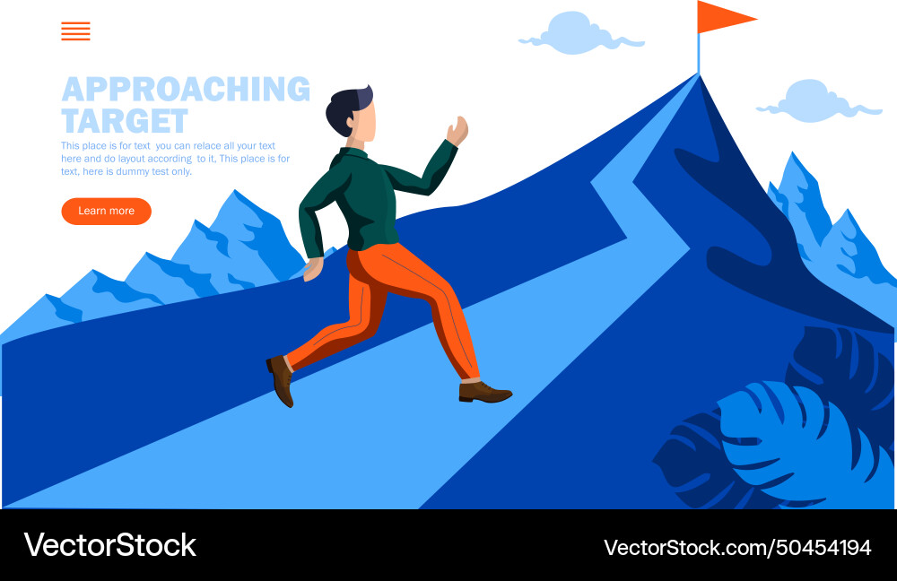 Man running towards target on mountain concept Vector Image