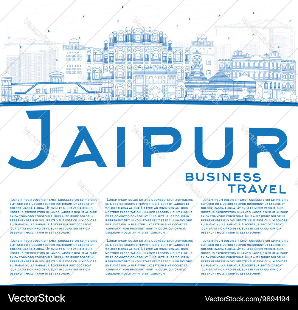 Outline jaipur skyline with blue landmarks Vector Image