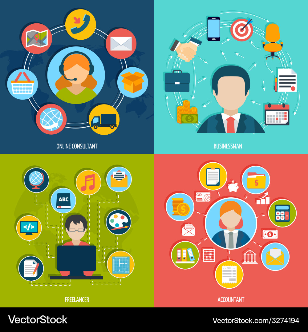 Professions flat set Royalty Free Vector Image