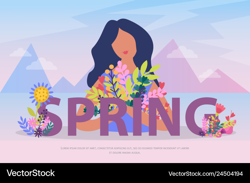 Spring flat composition Royalty Free Vector Image