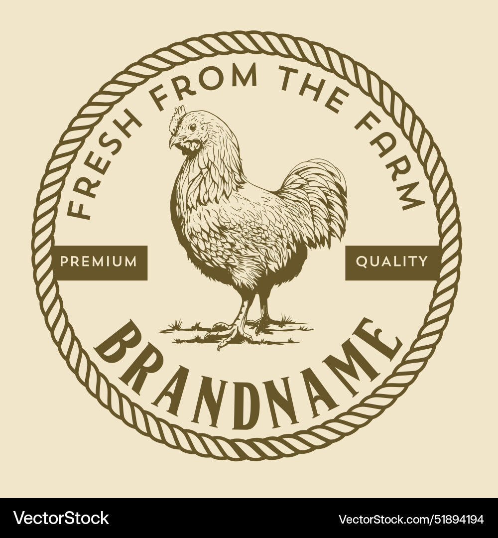 Vintage farm hen logo design template Royalty Free Vector