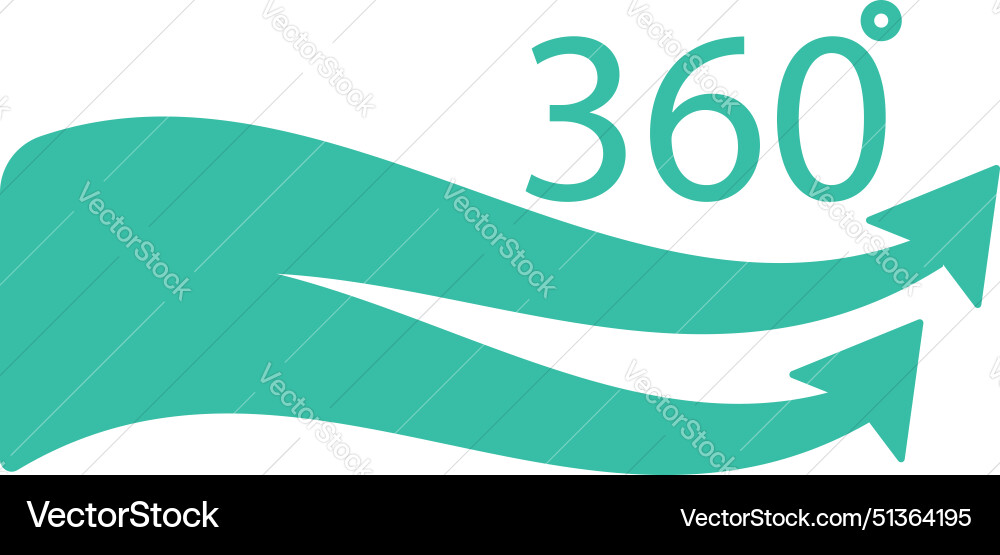 A teal 360degree rotation arrow icon on white Vector Image