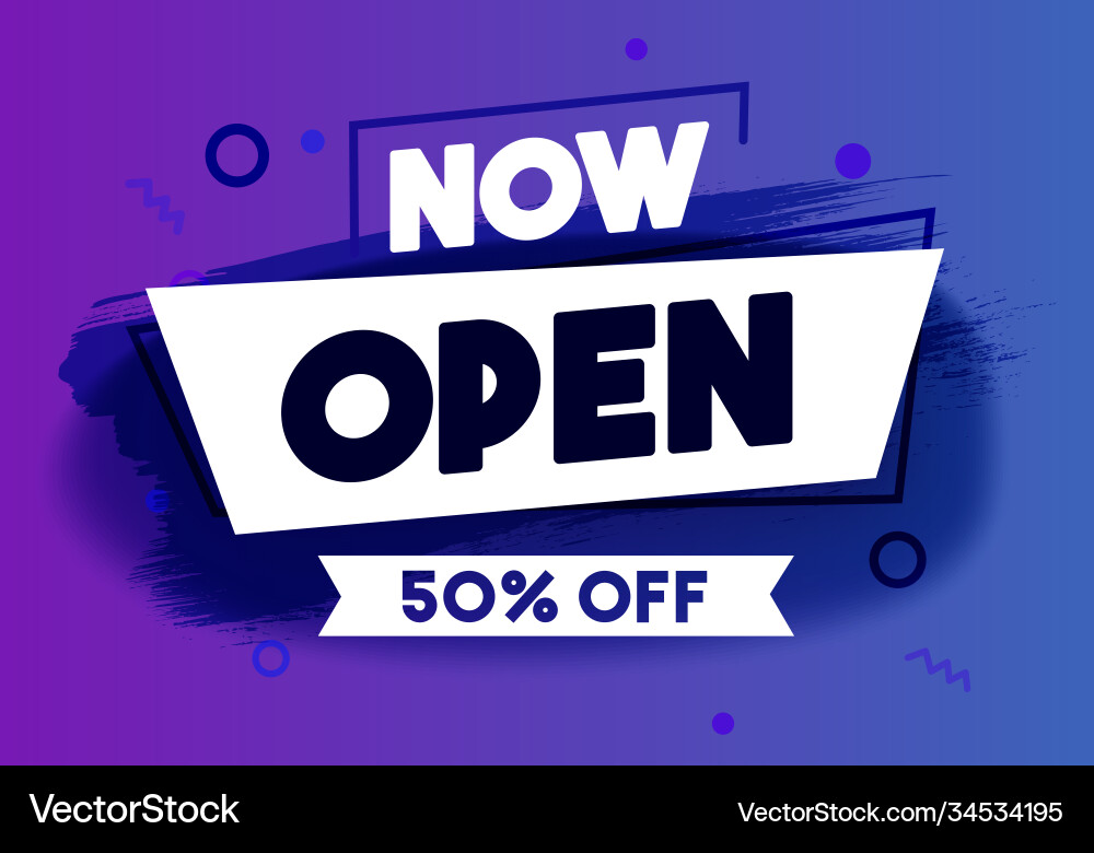 Colorful now open advertising Royalty Free Vector Image