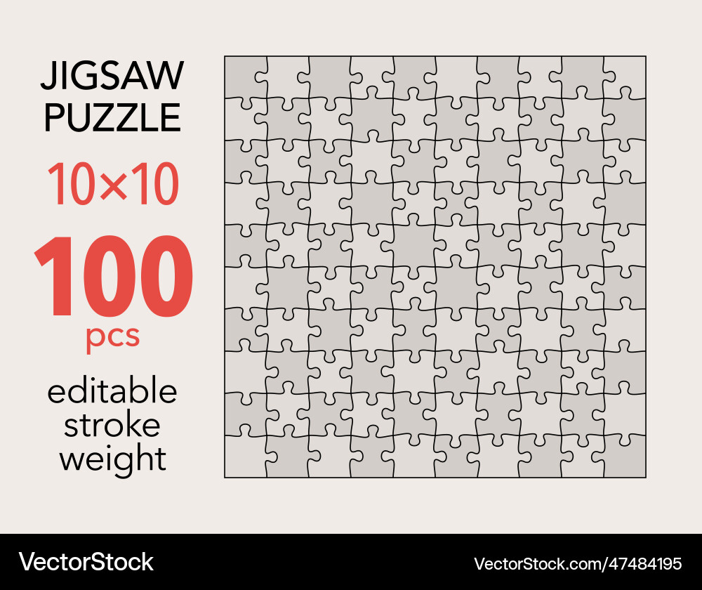 Empty jigsaw puzzle grid template shapes Vector Image
