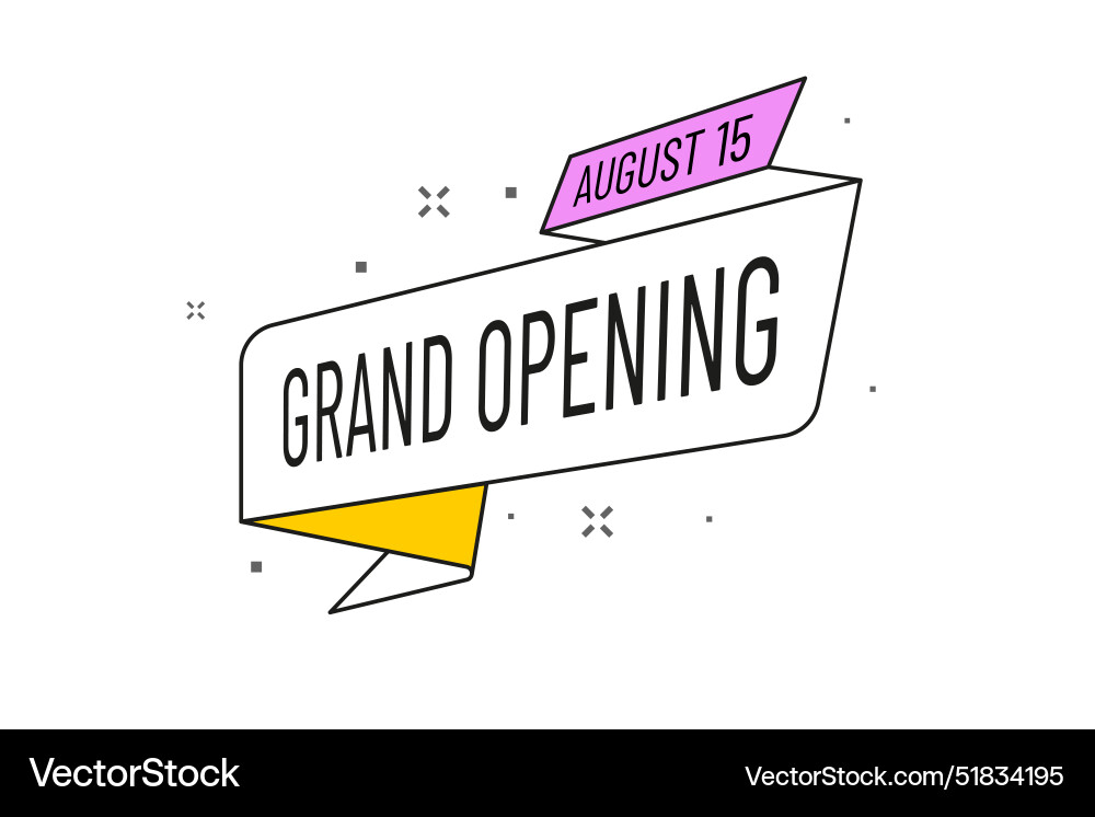 Grand opening label ribbon Royalty Free Vector Image