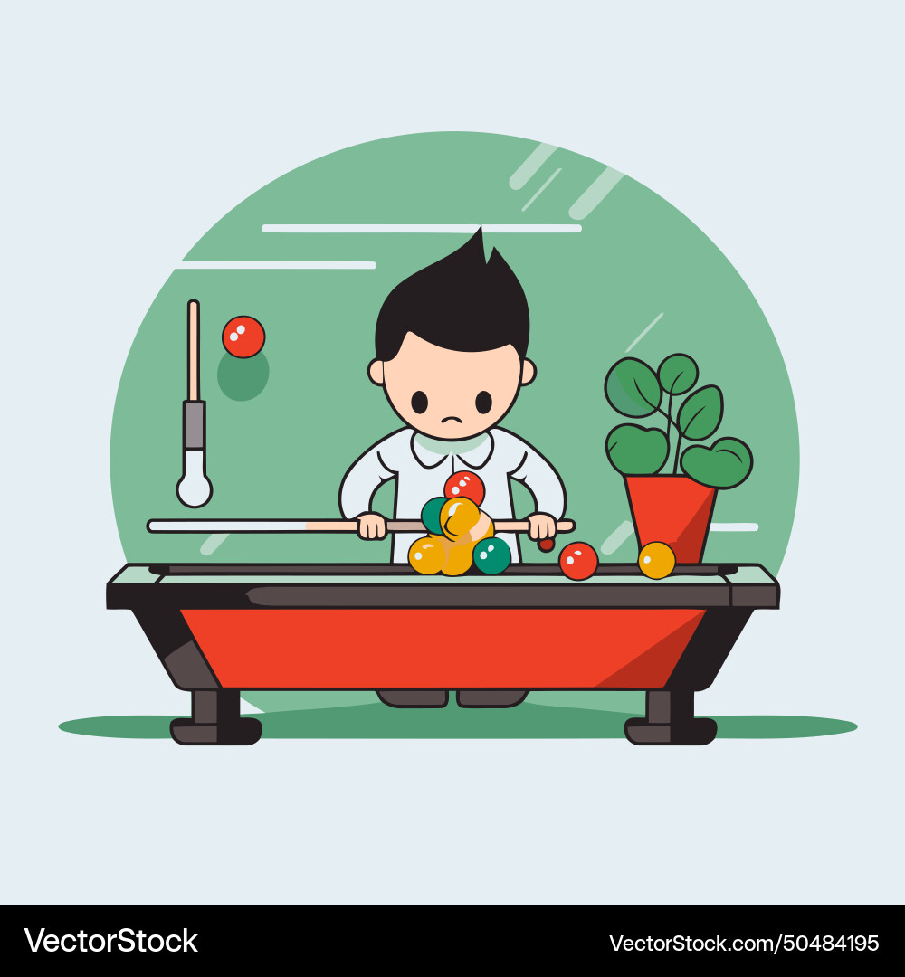 Playing billiards flat design style cartoon man Vector Image