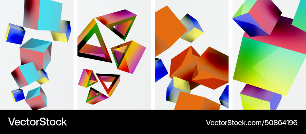 Composition of 3d cubes and other geometric Vector Image