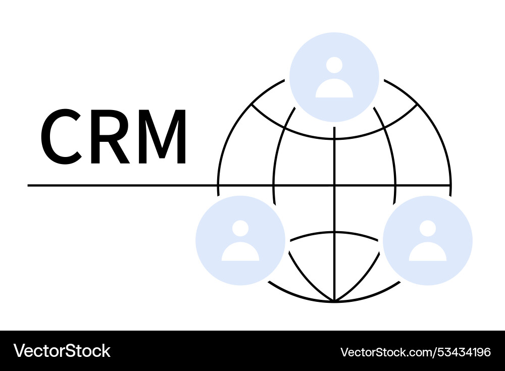 Crm concept with global network and user avatars Vector Image