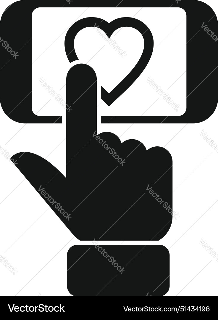 Graphic of a hand cursor selecting heart symbol Vector Image