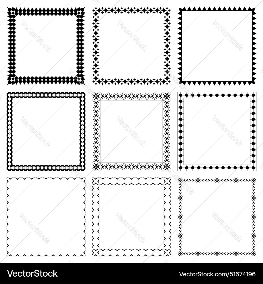 Set of square frames with classic ornaments Vector Image