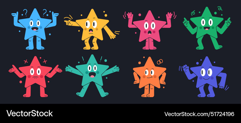 Star shapes for math school learning comic Vector Image