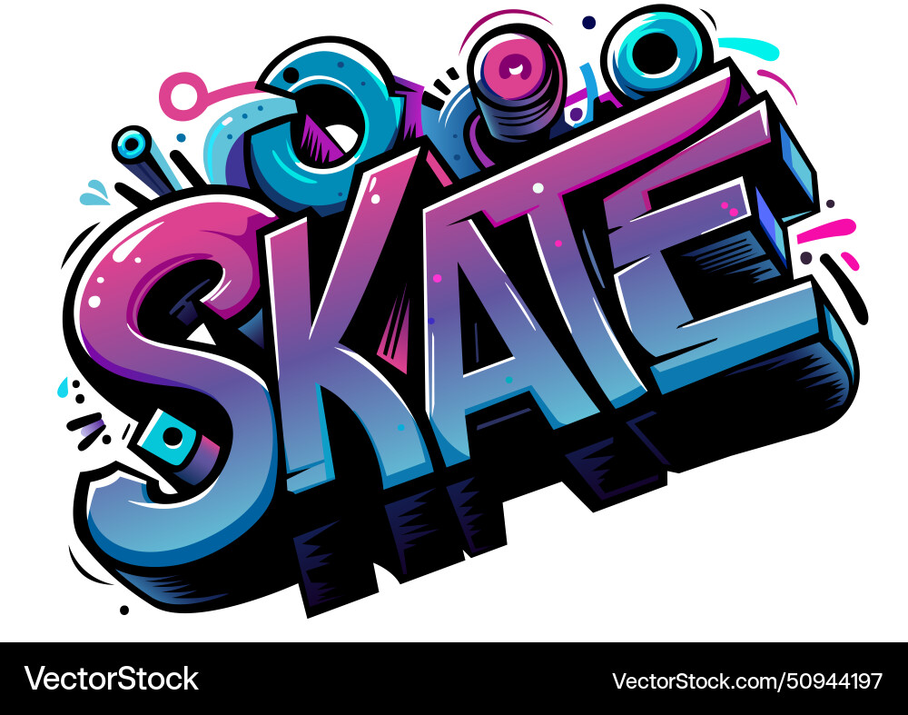Colorful graffiti inscription with decoration Vector Image