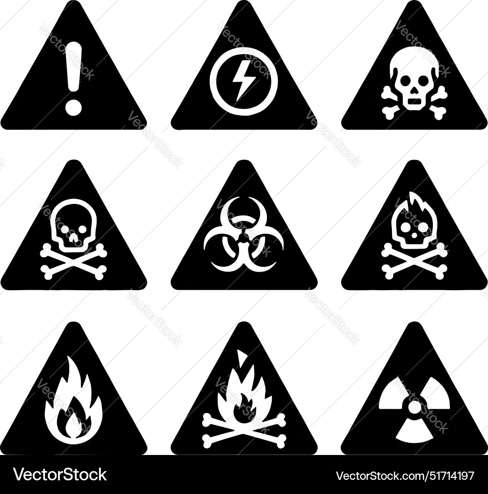 Danger signs set Royalty Free Vector Image - VectorStock