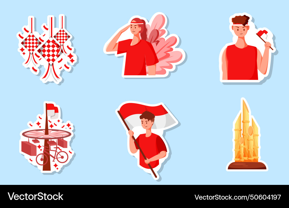 Indonesian independence day sticker 2 Royalty Free Vector