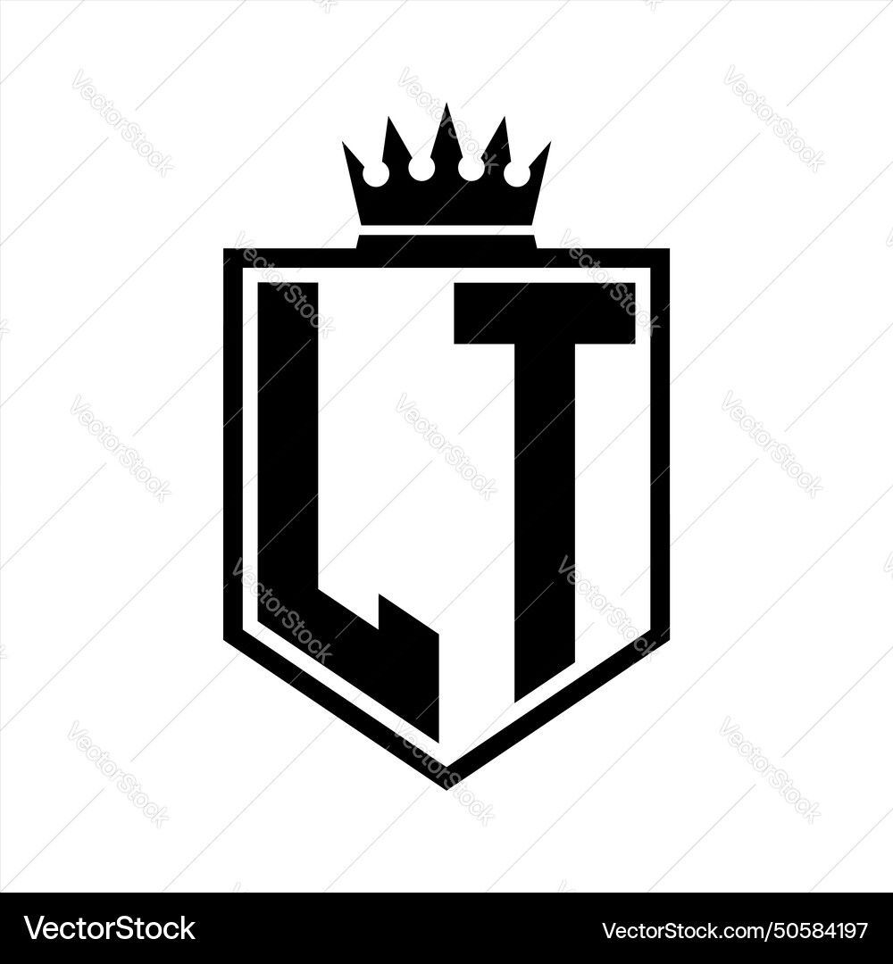 Lt logo monogram bold shield geometric shape Vector Image