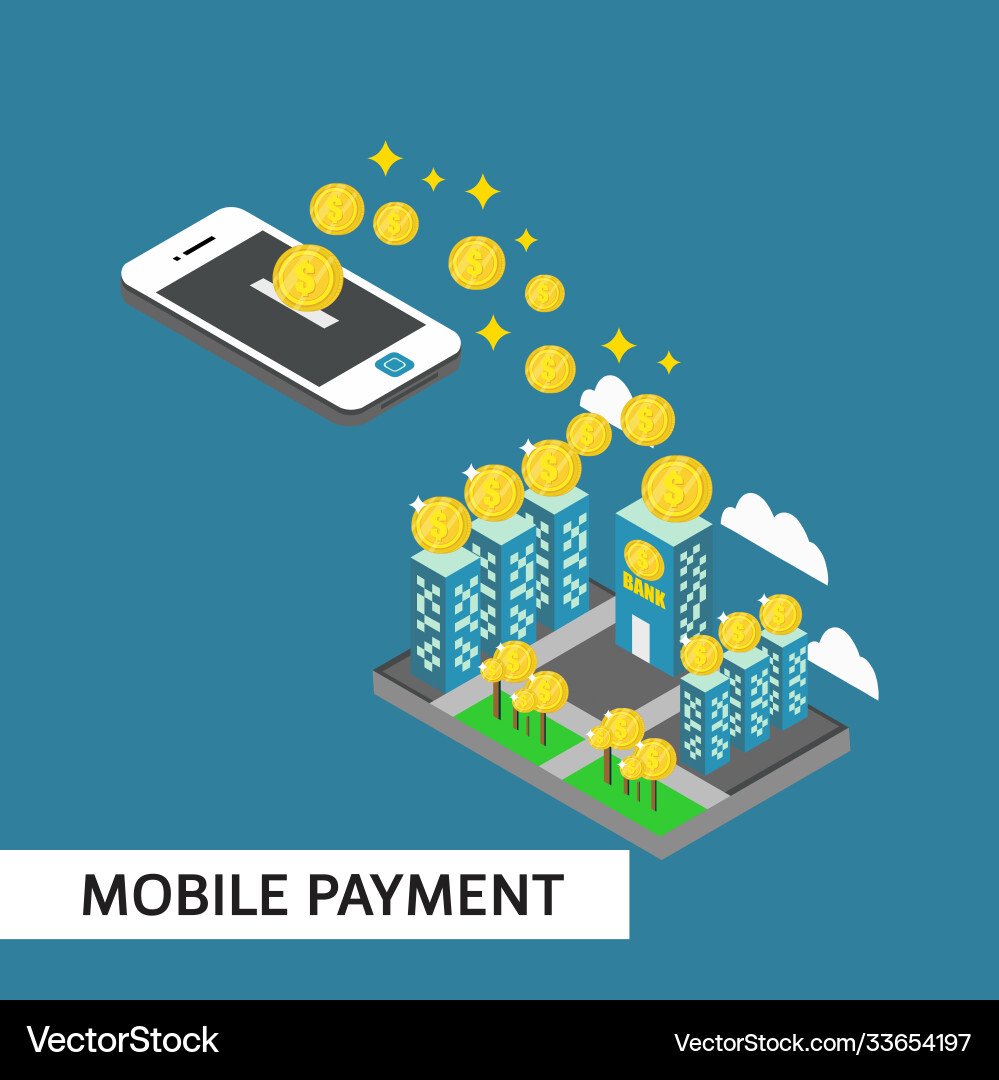 Mobile payment isometric template design Vector Image