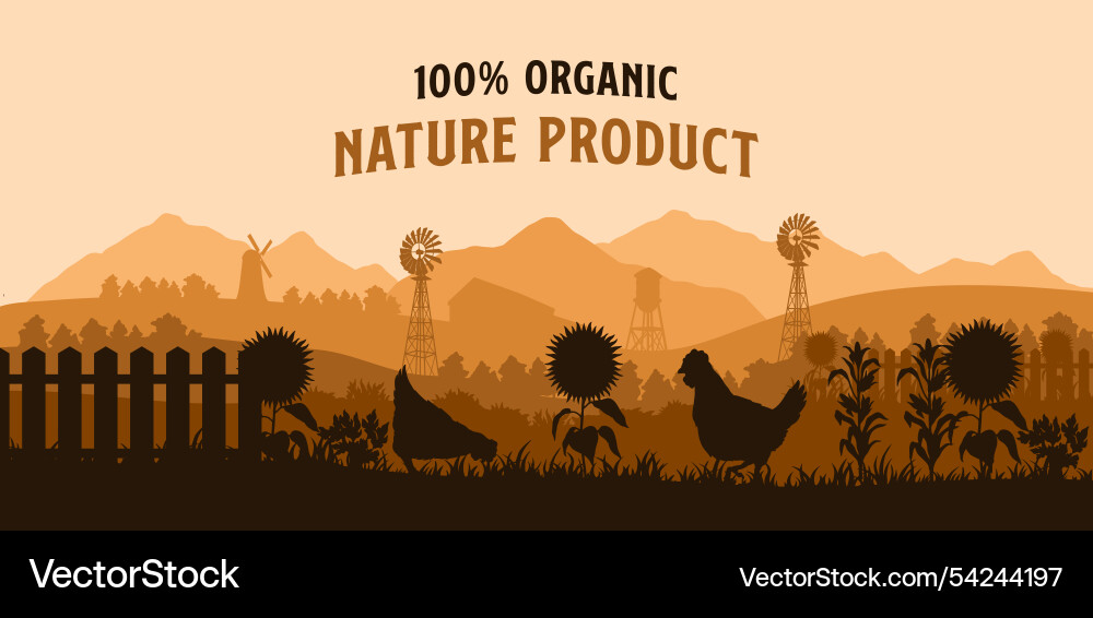 Organic farm landscape Royalty Free Vector Image