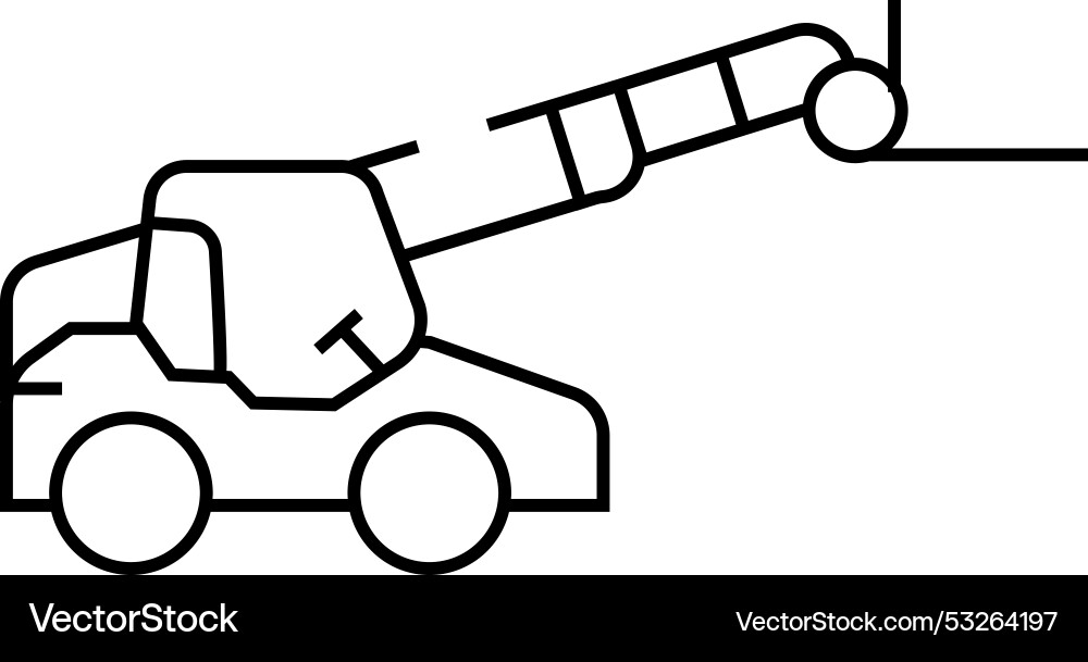 Telescopic handler construction vehicle line icon Vector Image