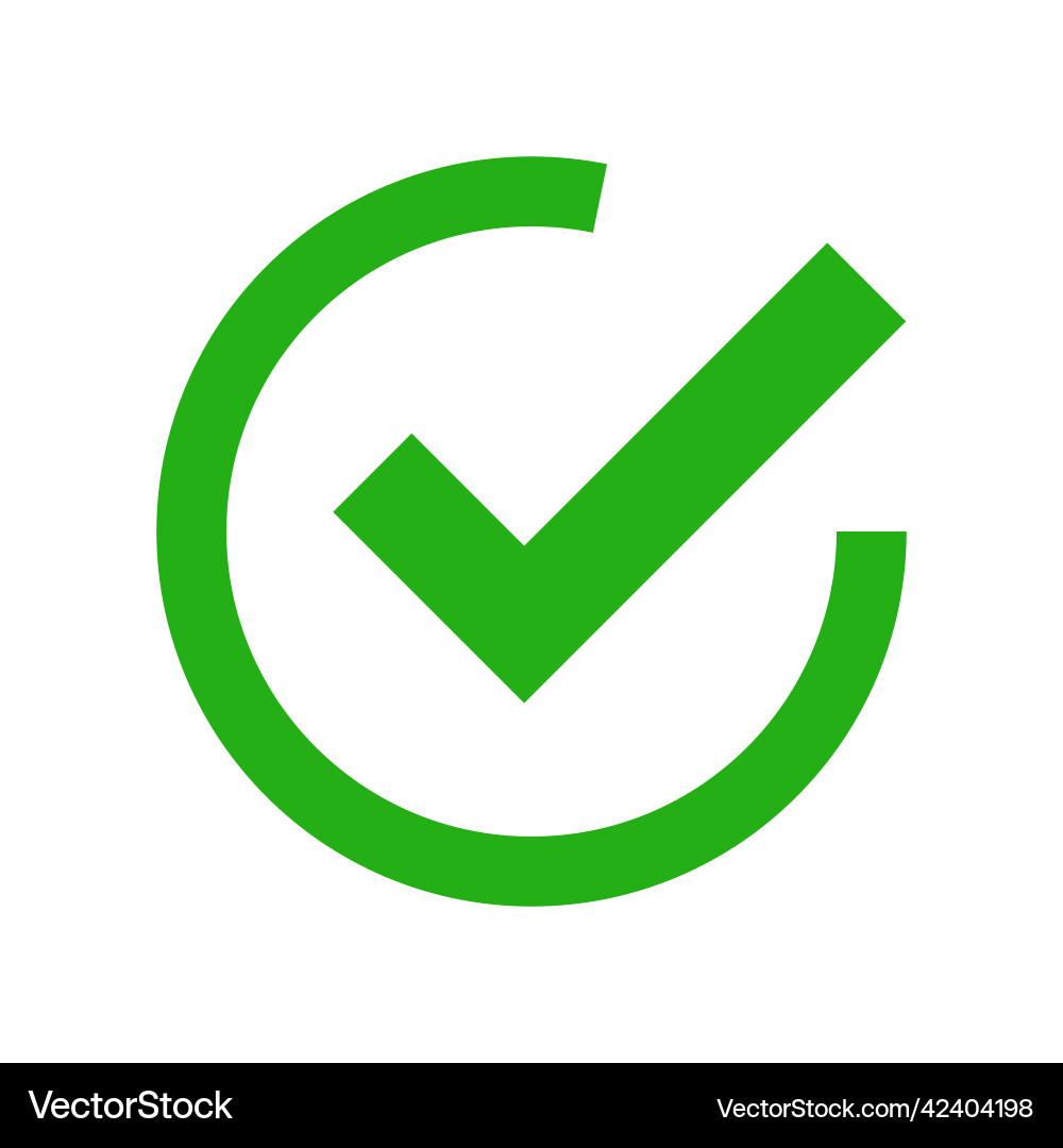 A round green check mark icon Royalty Free Vector Image