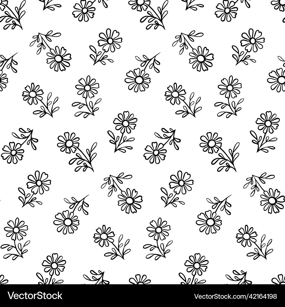 Black and White Floral Pattern Royalty Free Vector Image