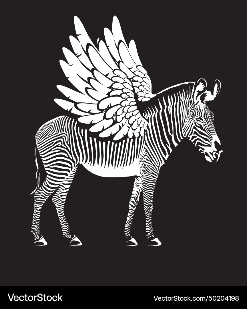 Drawing of a zebra like pegasus Royalty Free Vector Image
