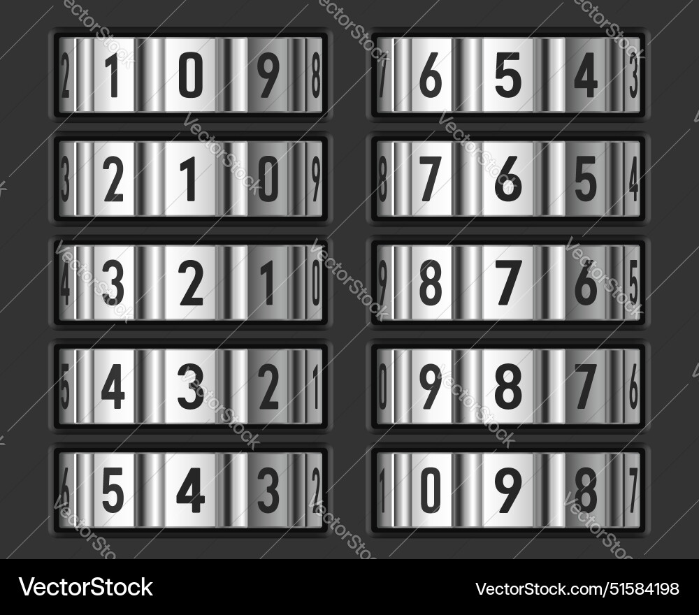 Metal rotating discs with black numbers Royalty Free Vector