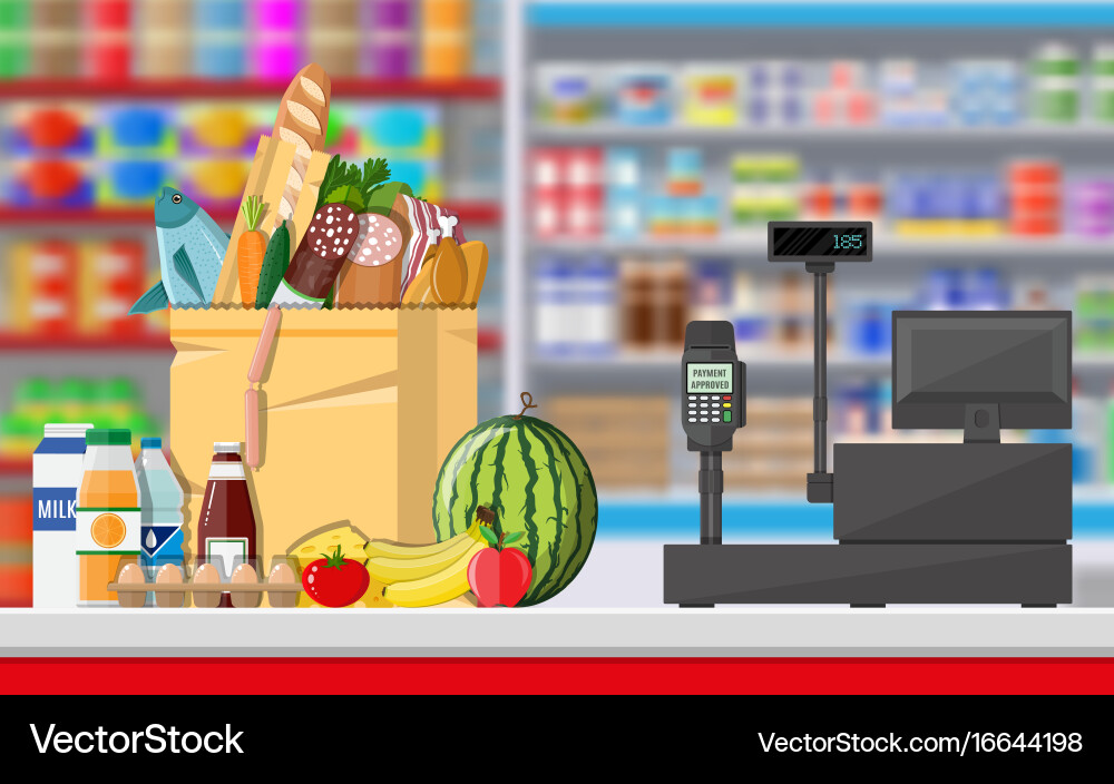 Modern Supermarket Interior Royalty Free Vector Image