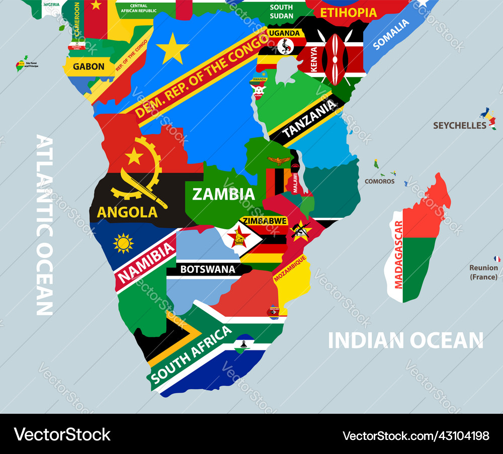 Part of world map with region south african Vector Image