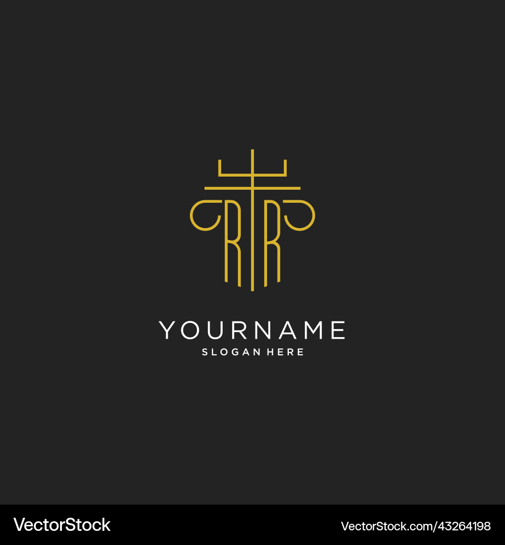 Rr initial with monoline pillar logo style luxury Vector Image