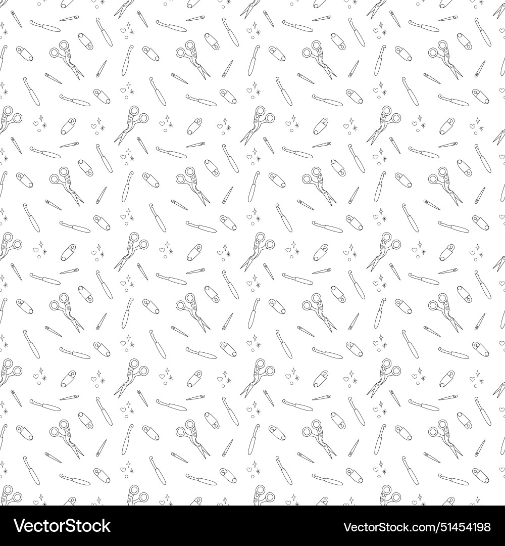 Seamless pattern with crochet hook and knitting Vector Image