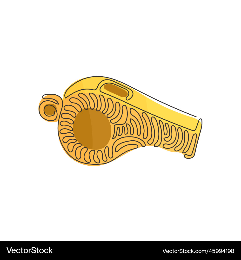 Single continuous line drawing whistle referee Vector Image