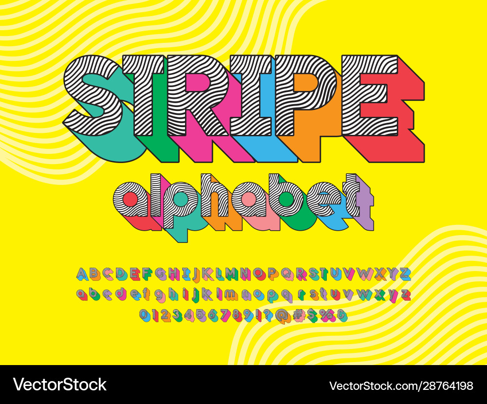 Striped font Royalty Free Vector Image - VectorStock