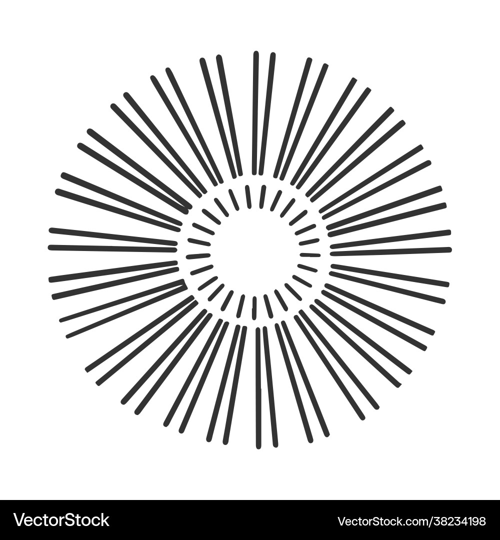 Sunbeam sun line art sketch Royalty Free Vector Image
