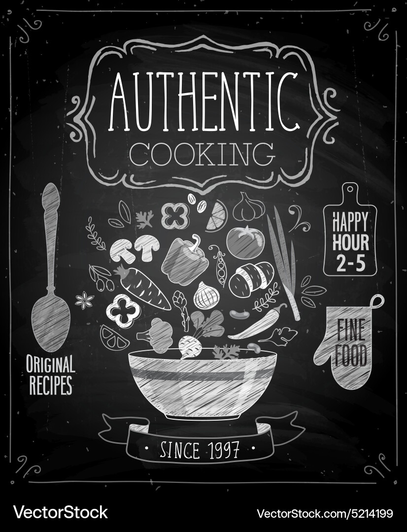 Authentic cooking poster Royalty Free Vector Image