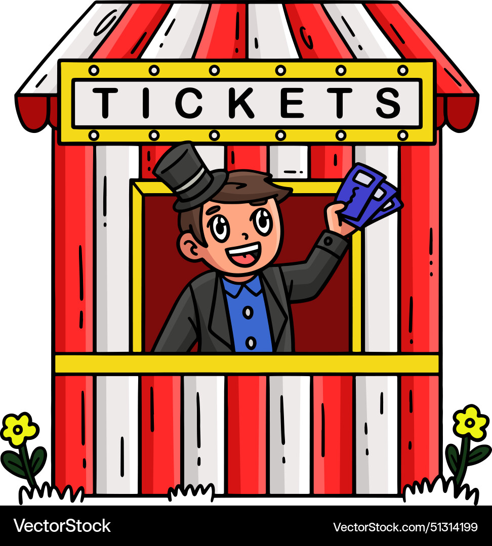 Circus ticket booth cartoon clipart Royalty Free Vector