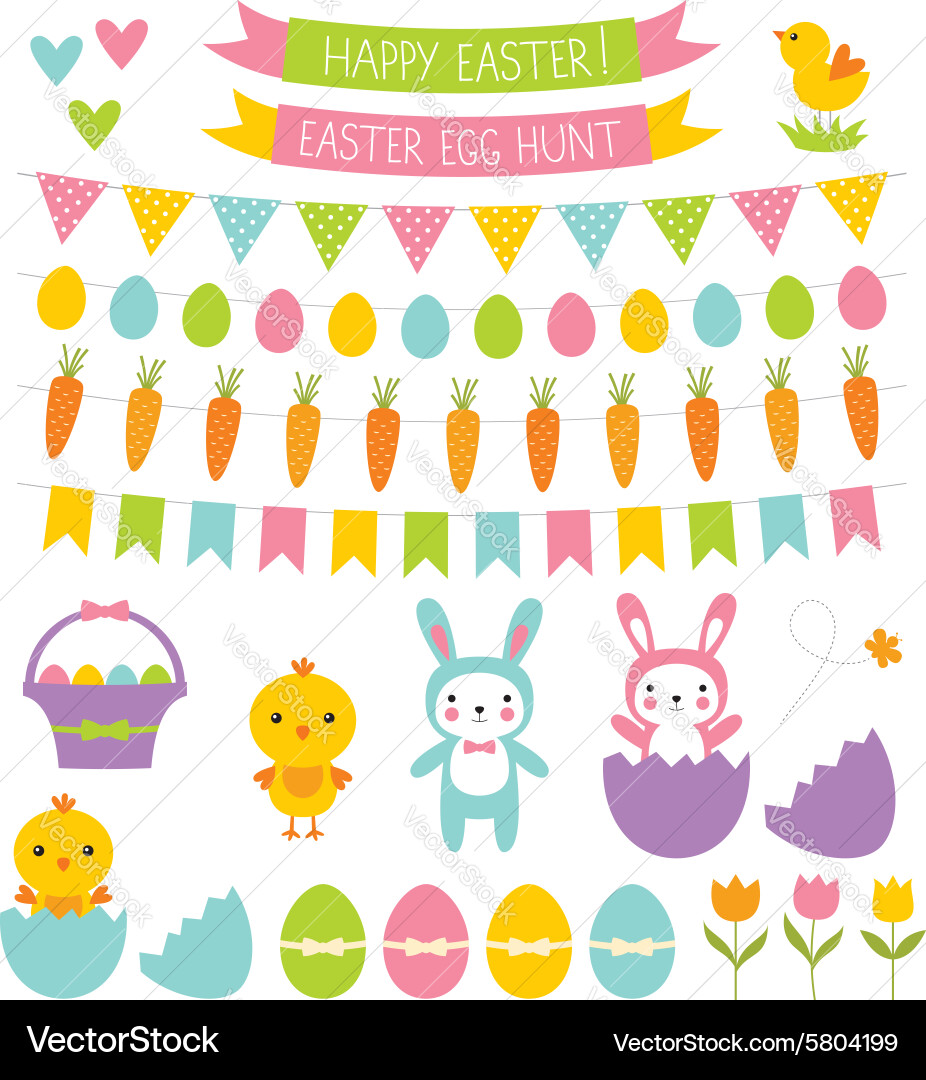 Easter design elements Royalty Free Vector Image
