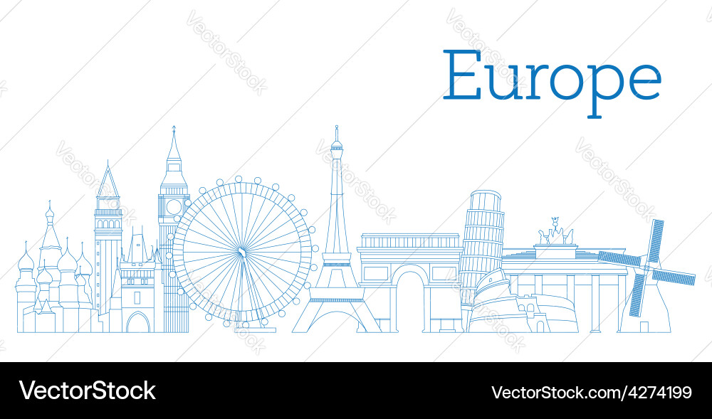 Europe skyline Royalty Free Vector Image - VectorStock