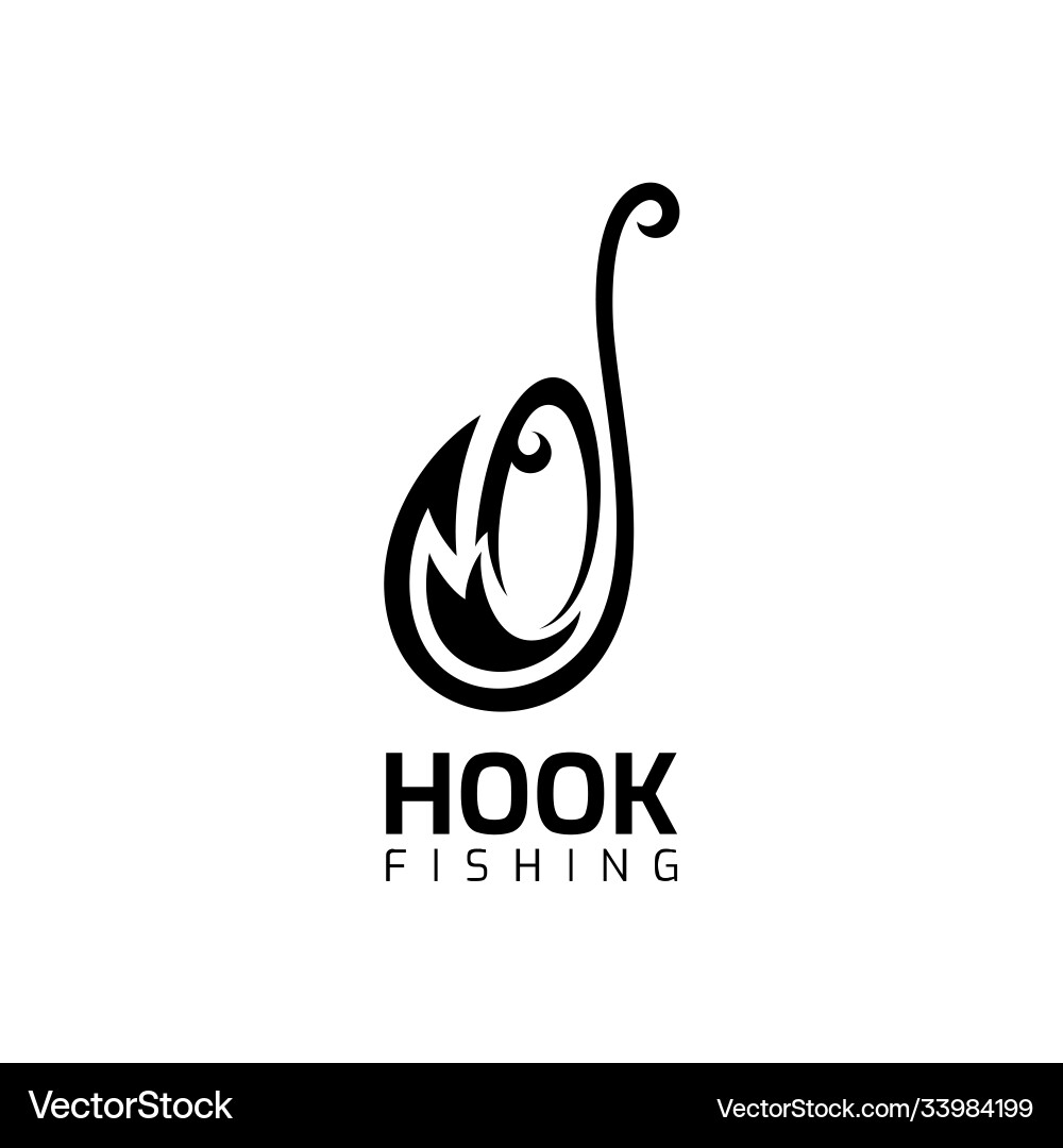 Fish and hook logo template Royalty Free Vector Image