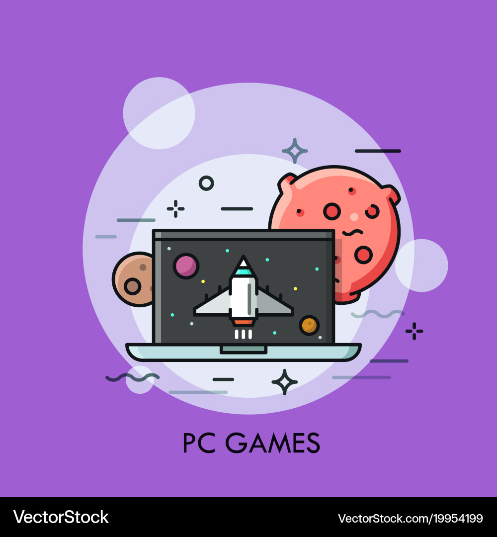 Flying spacecraft or space shuttle on screen Vector Image