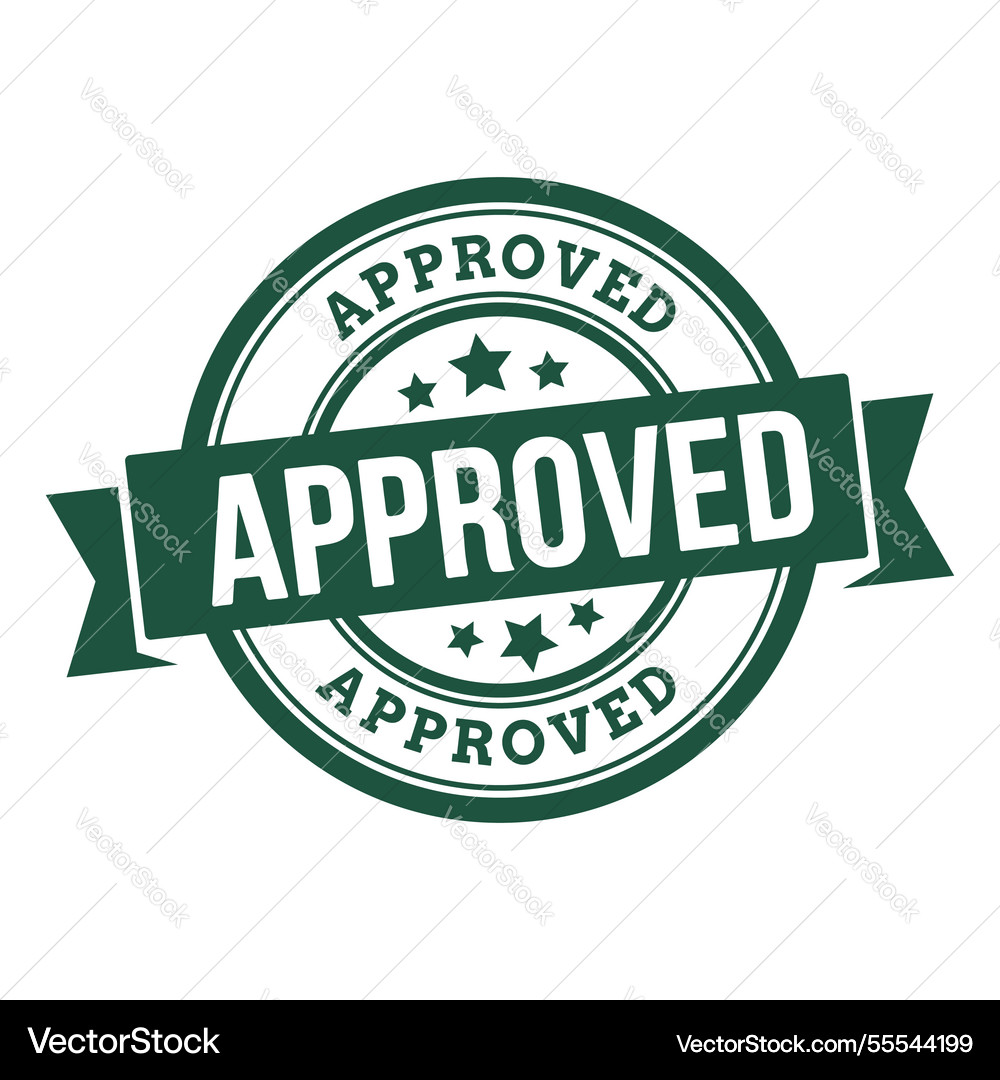 Green approved rubber stamp badge Royalty Free Vector Image
