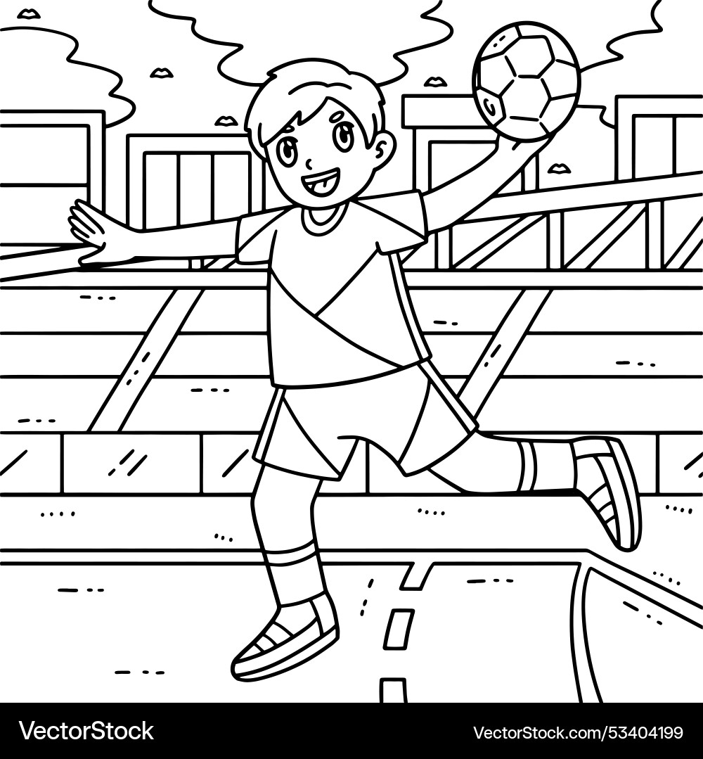 Handball player ready to pass the ball coloring Vector Image