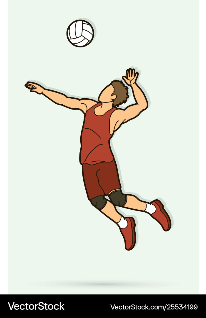 Man volleyball player jumping action cartoon Vector Image