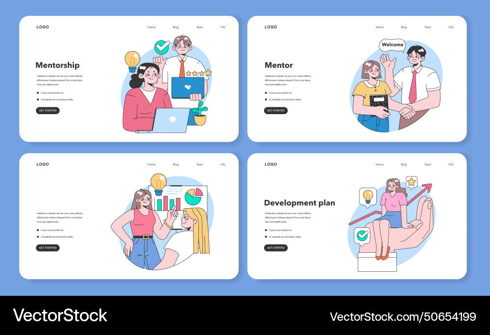 Mentorship set flat Royalty Free Vector Image - VectorStock