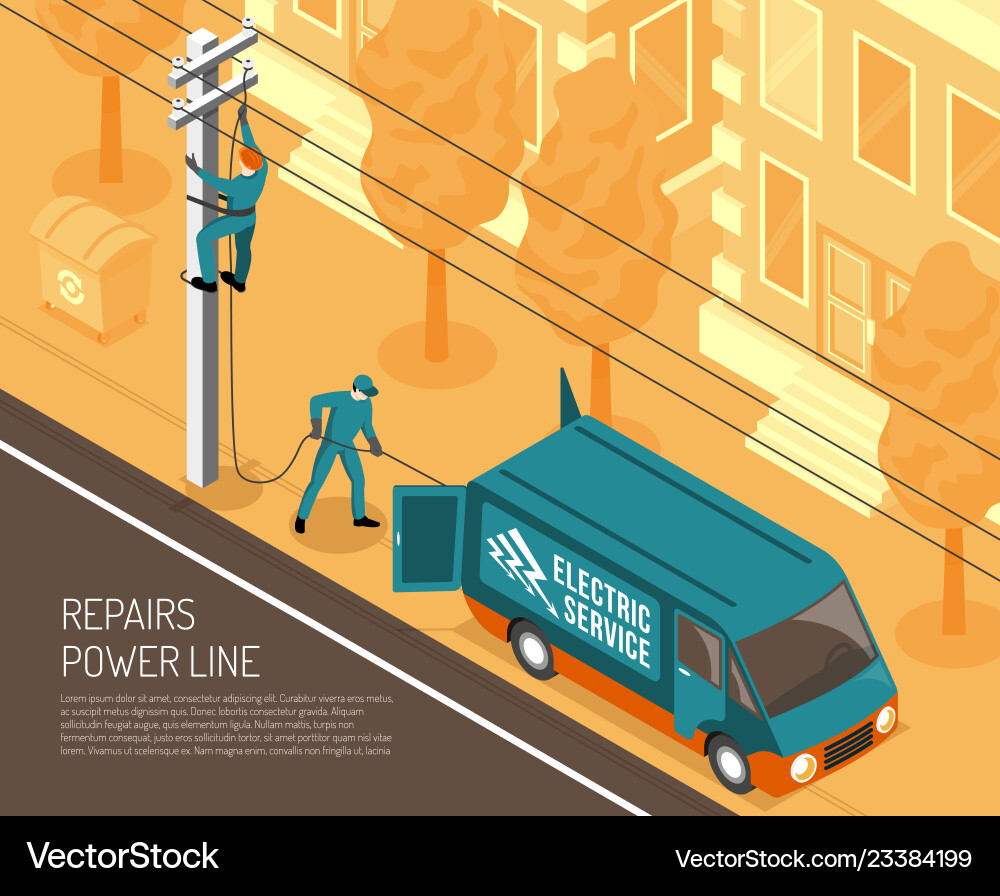 Power line repair background Royalty Free Vector Image