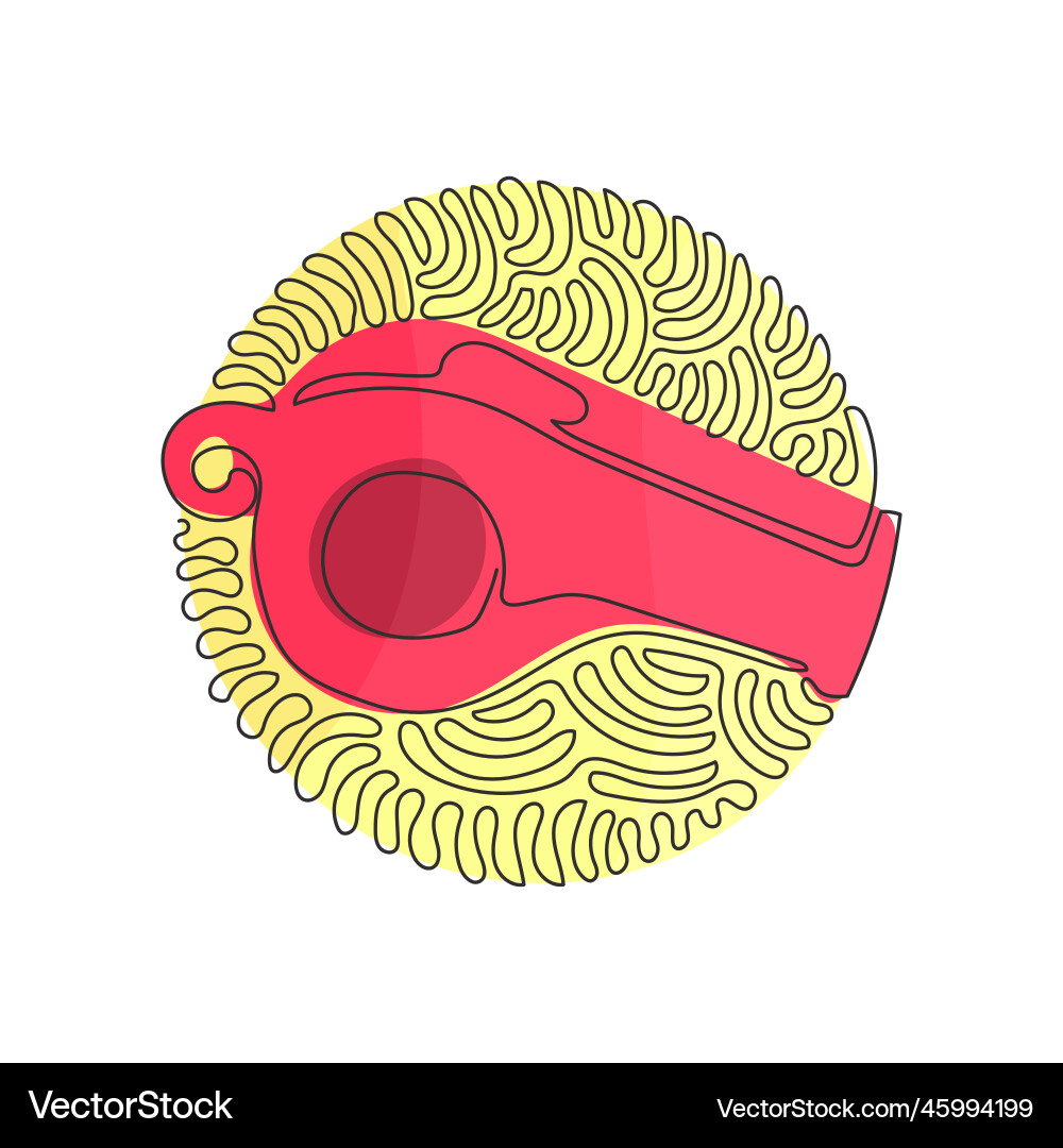 Single one line drawing whistle referee coach gym Vector Image