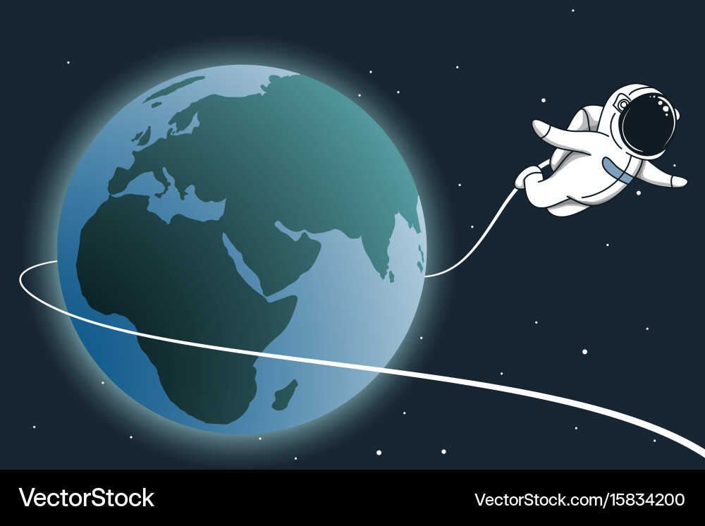Astronaut flying around the earth Royalty Free Vector Image