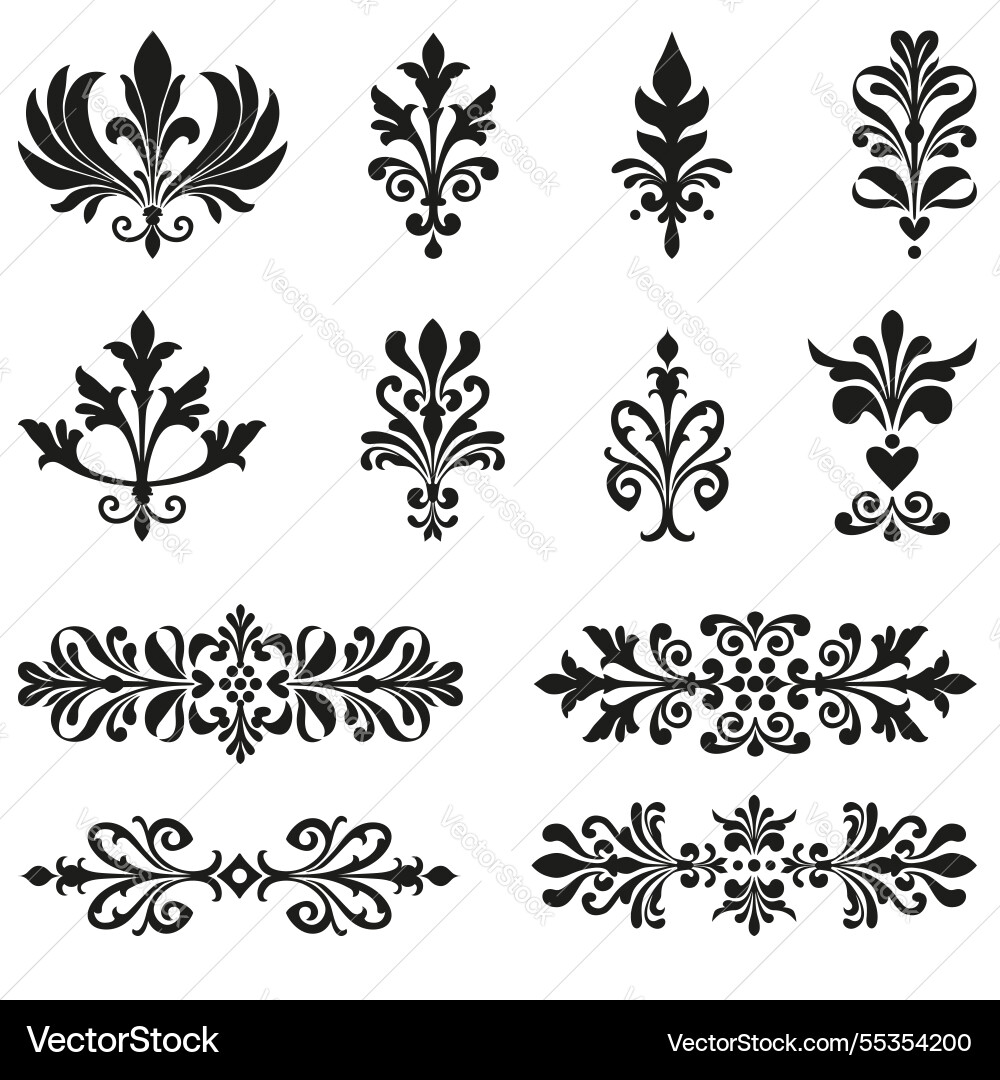 Baroque icons and dividers Royalty Free Vector Image
